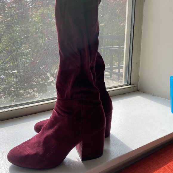 Aldo | Shoes | Thigh High Burgundy Suede Boots | Poshmark